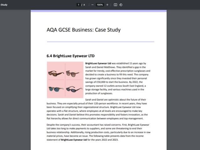 AQA GCSE Unit 6 Business: Case Study Activity | Teaching Resources