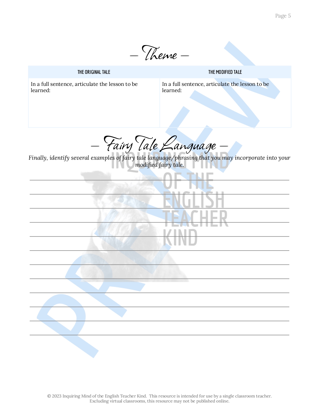 Creative Writing Unit Plan for Modified and Modern Fairy Tales ...