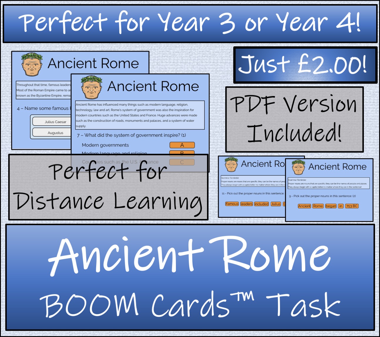 Ancient Rome - LKS2 BOOM Cards™ Comprehension Activity | Teaching Resources