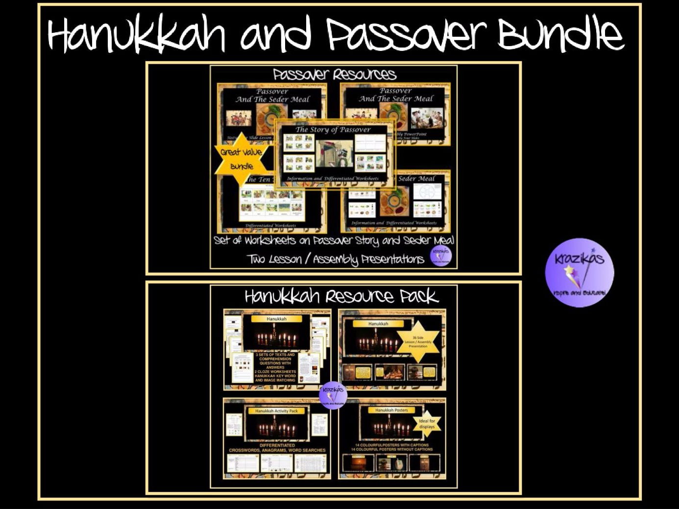 Hanukkah and Passover Bundle by Krazikas | Teaching Resources