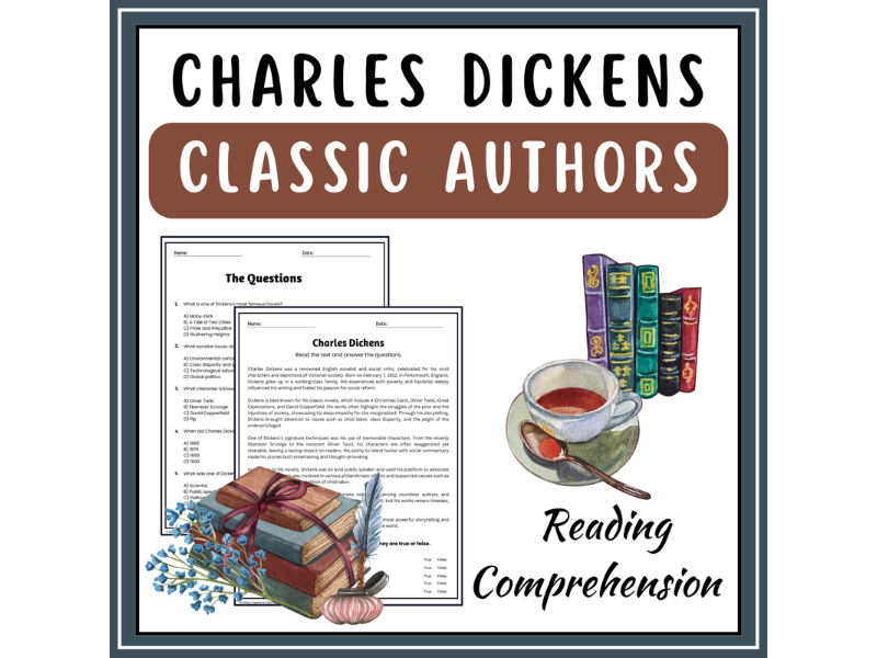 Charles Dickens Reading Comprehension Passages & Questions Worksheets ...
