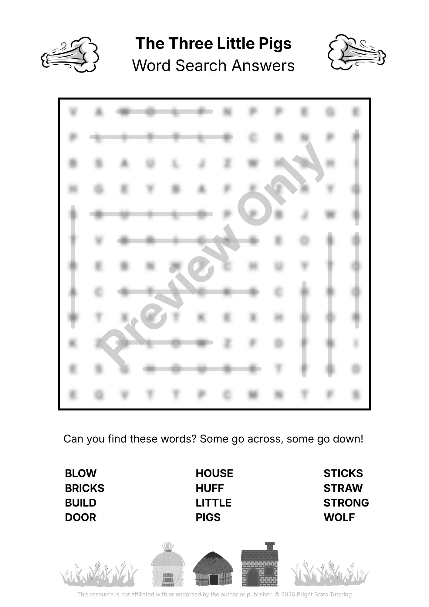 The Three Little Pigs KS1 Word Search Activity | Teaching Resources