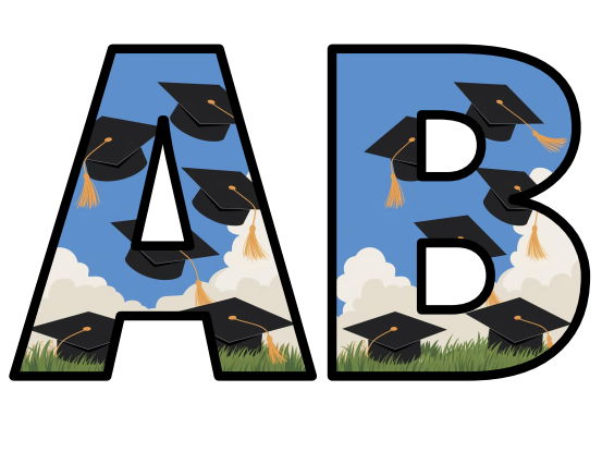 Graduation Caps Hats Celebrate Lettering Set Display Title Letters ...