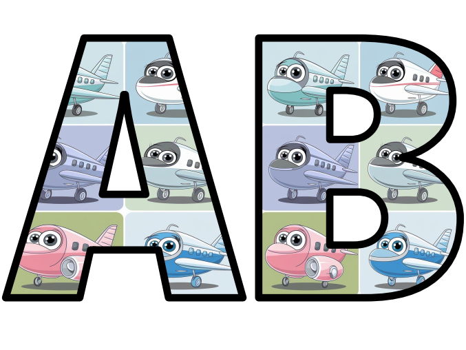 Airplanes Planes Vehicles Lettering Set Display Title Letters Numbers ...