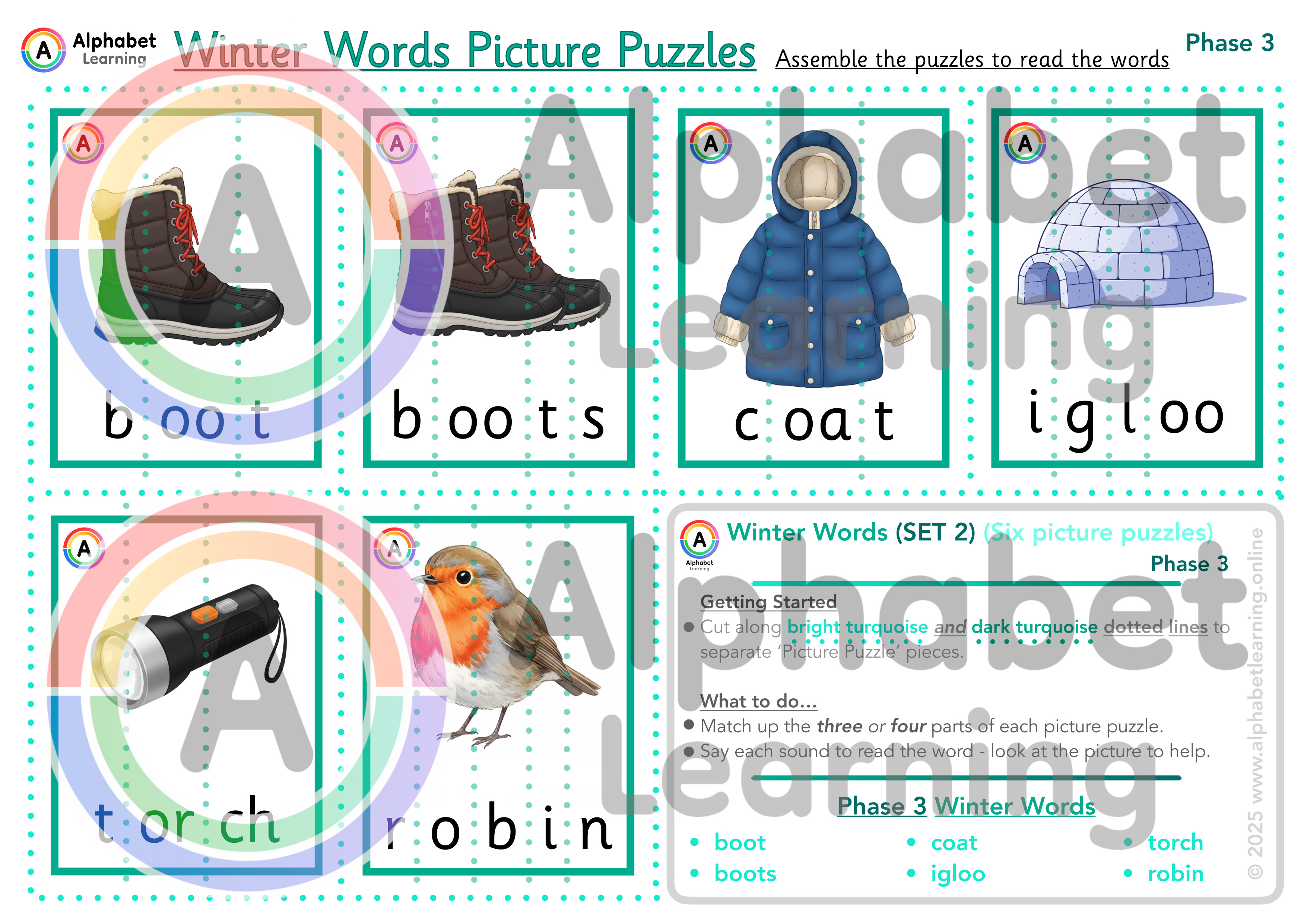 Winter Words Picture Puzzles (Phonics Phases 2 to 5) | Teaching Resources