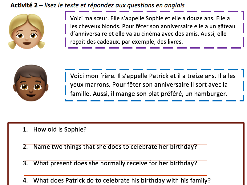 Son anniversaire // DESCRIBING SOMEONE ELSE'S BIRTHDAY // FRENCH KS3 ...