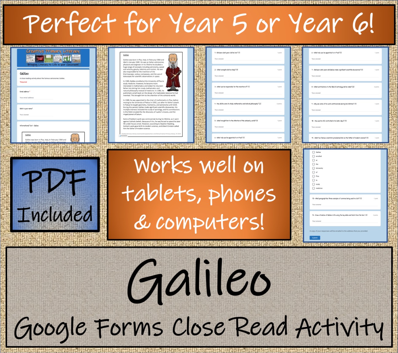UKS2 Galileo Reading Comprehension Activity | Digital & Print ...