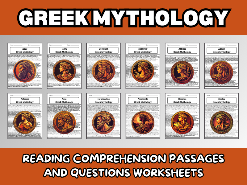 Greek Mythology Reading Comprehension Passages and Questions Worksheets ...