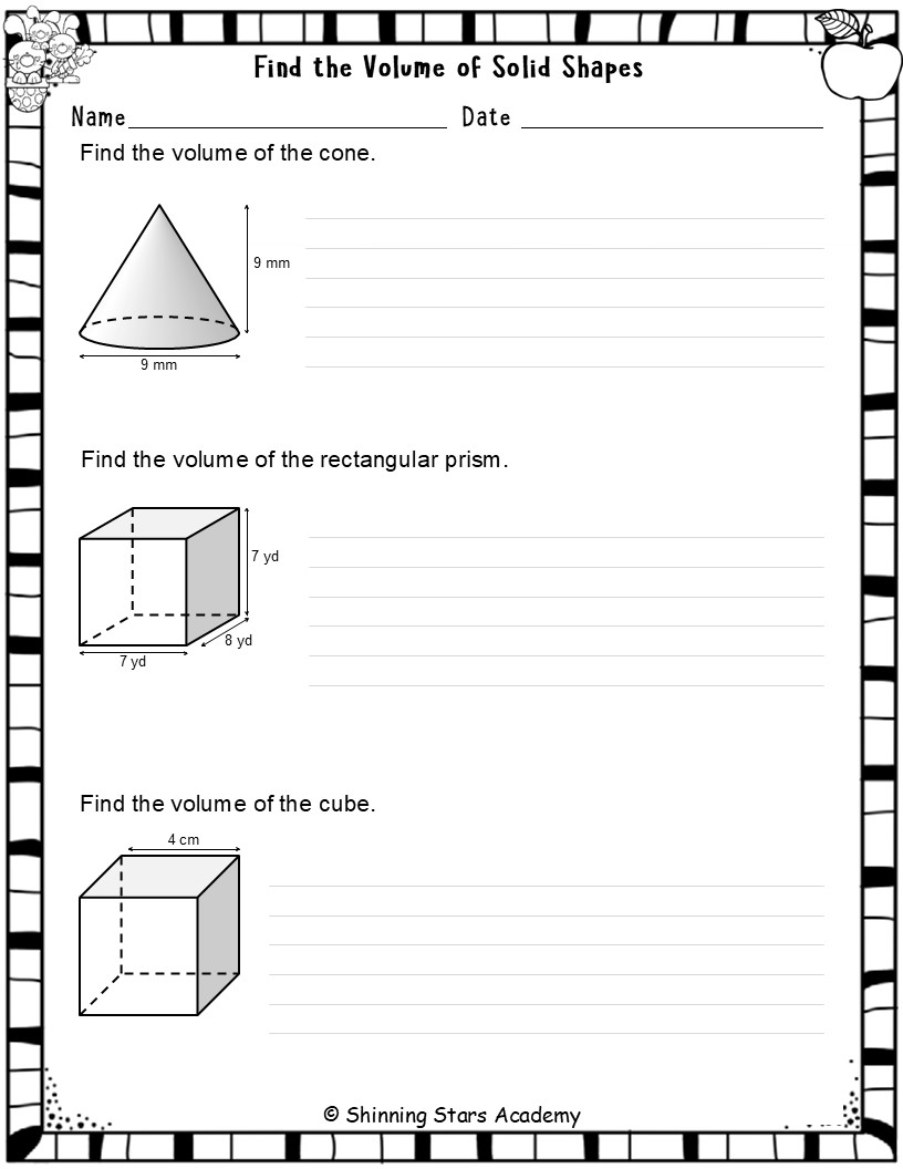 Find the Volume of Solid Shapes – Worksheets & Practice Activities ...