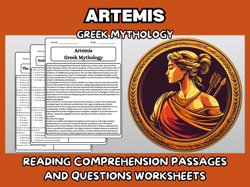 Artemis - Greek Mythology Reading Comprehension Passages and Questions ...