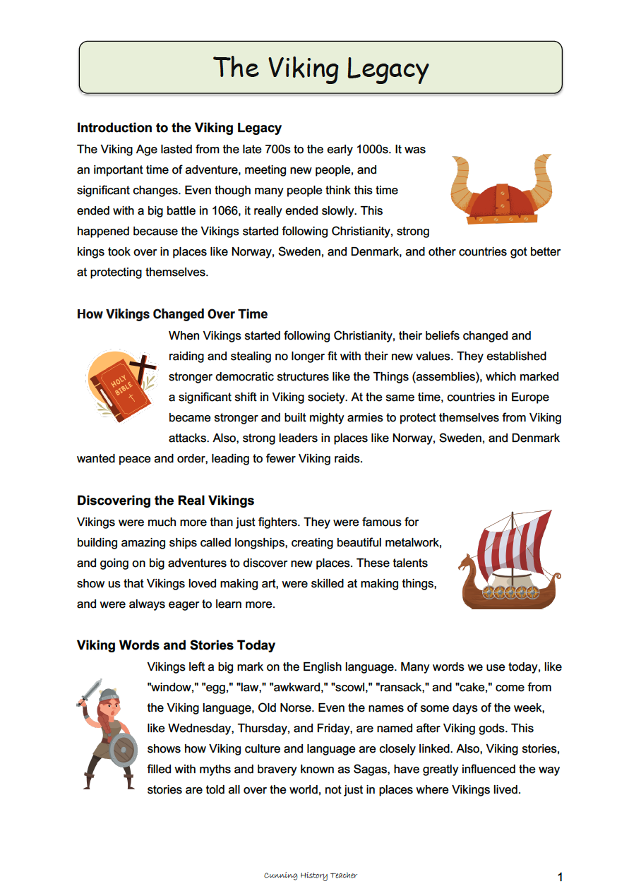 Viking Legacy Worksheet | Teaching Resources