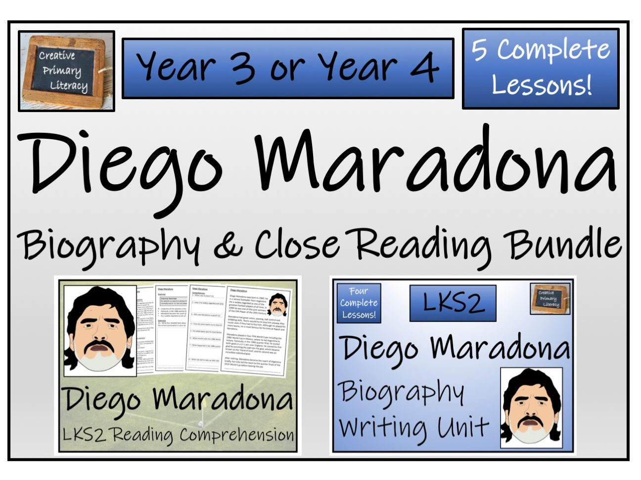 LKS2 Diego Maradona Reading Comprehension & Biography Writing Bundle ...