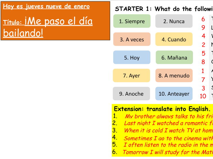 4.2G- ¡Me paso el día bailando! Spanish AQA GCSE | Teaching Resources
