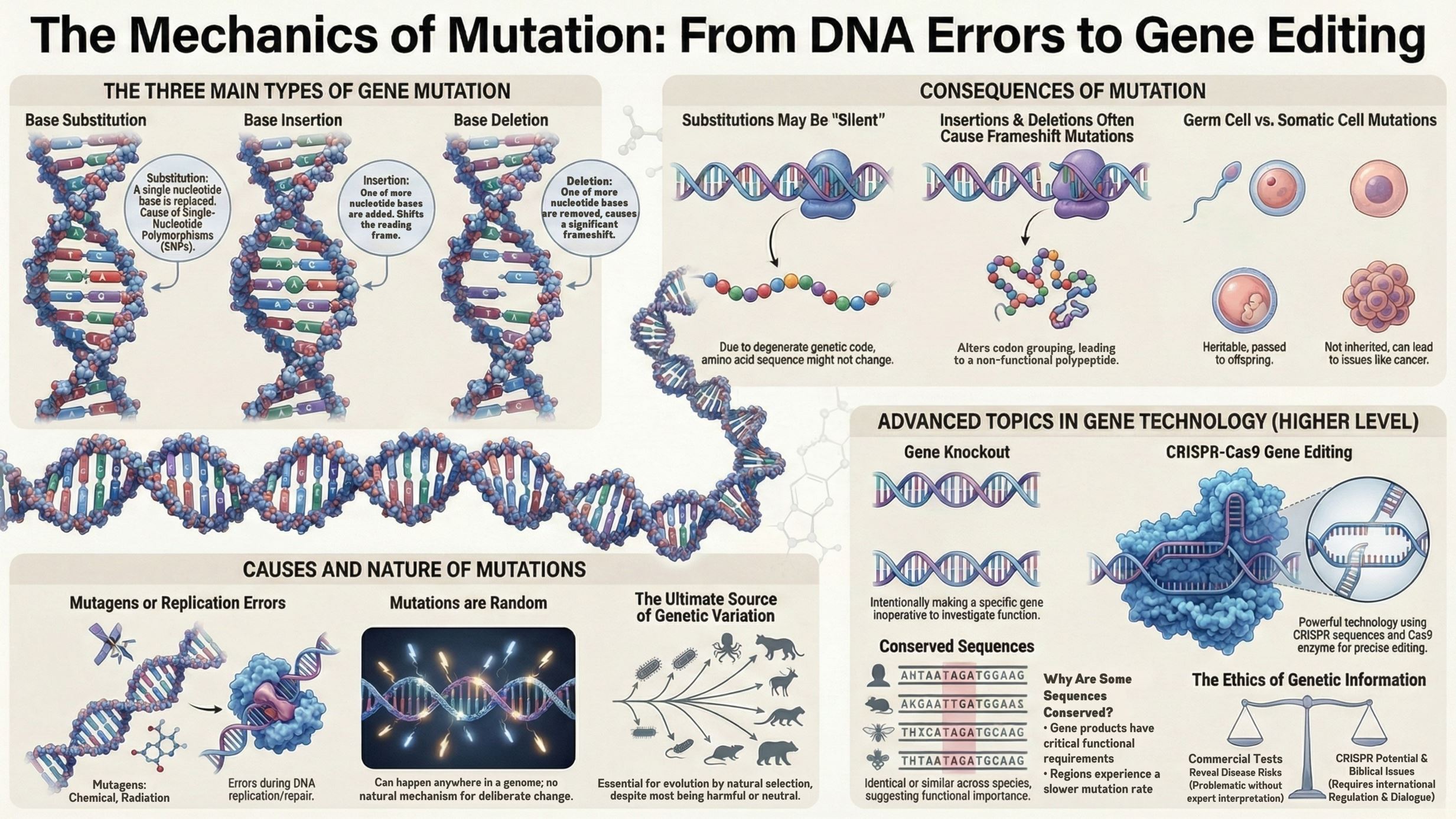 IB DP Biology Digital Infographic Poster: D1.3 Gene Mutations (2026 ...