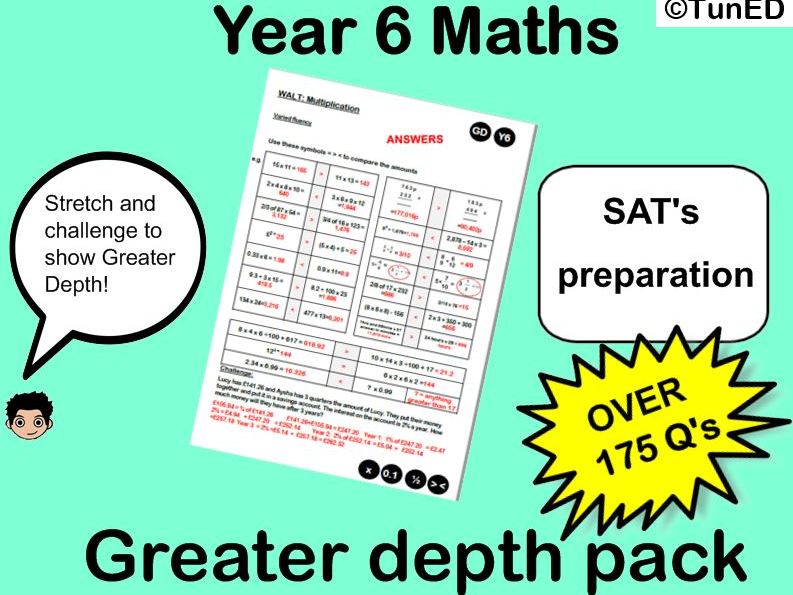 KS2 SATs Maths TEST Practice Greater Depth Mastery Pack Year 6 