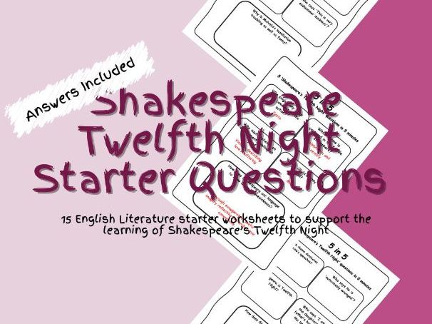 English Literature Shakespeare's Twelfth Night Starter Questions ...