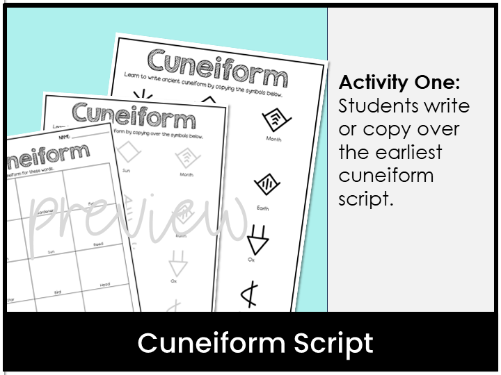 Ancient Mesopotamia Cuneiform Writing Script Activity | Teaching Resources
