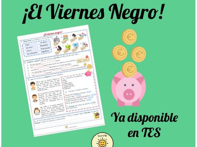 De compras, el Viernes Negro. Spanish shopping, Black Friday. Worksheet ...