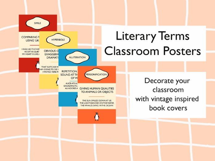 Vintage Book Cover Inspired Literary Terms Posters | Teaching Resources Vintage Book Cover Inspired Literary Terms Posters | Teaching Resources