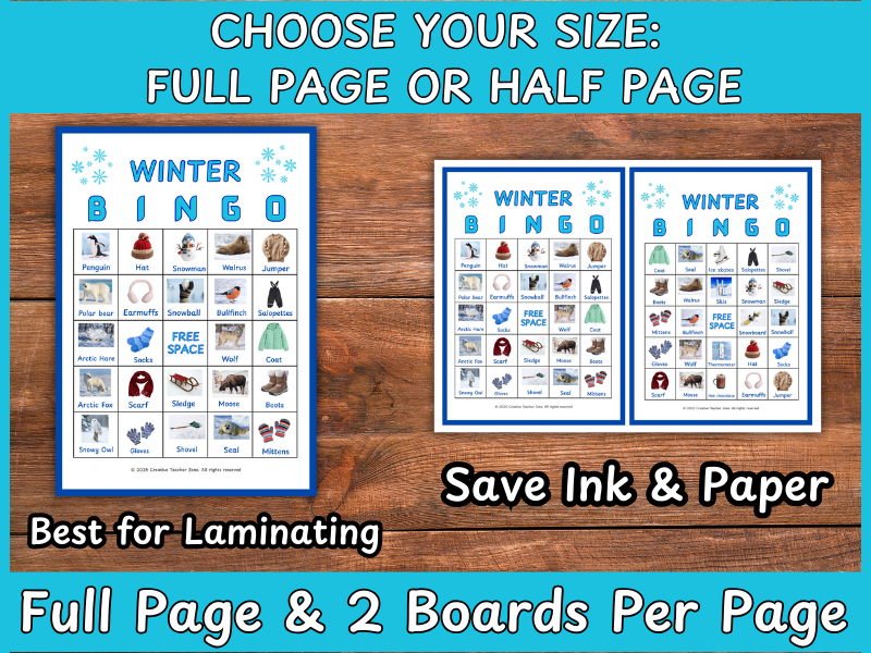 Winter Bingo Game | Class Party | Real Photos | Teaching Resources