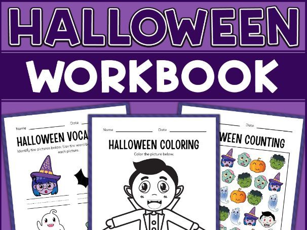 Halloween Math & Literacy Workbook I Fun Halloween Kindergarten ...