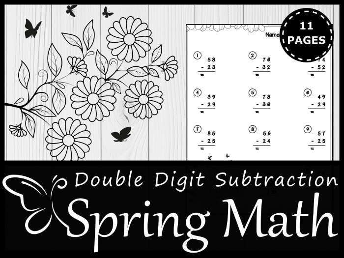 Spring-Themed Double-Digit Subtraction without Regrouping Worksheets ...