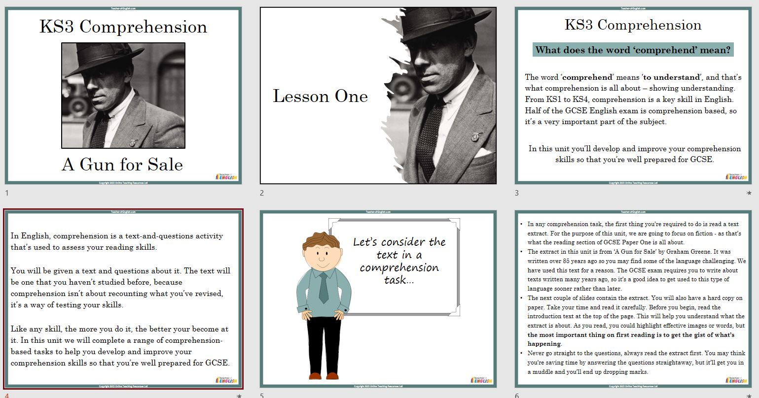 Year 9 Comprehension – A Gun for Sale | Teaching Resources