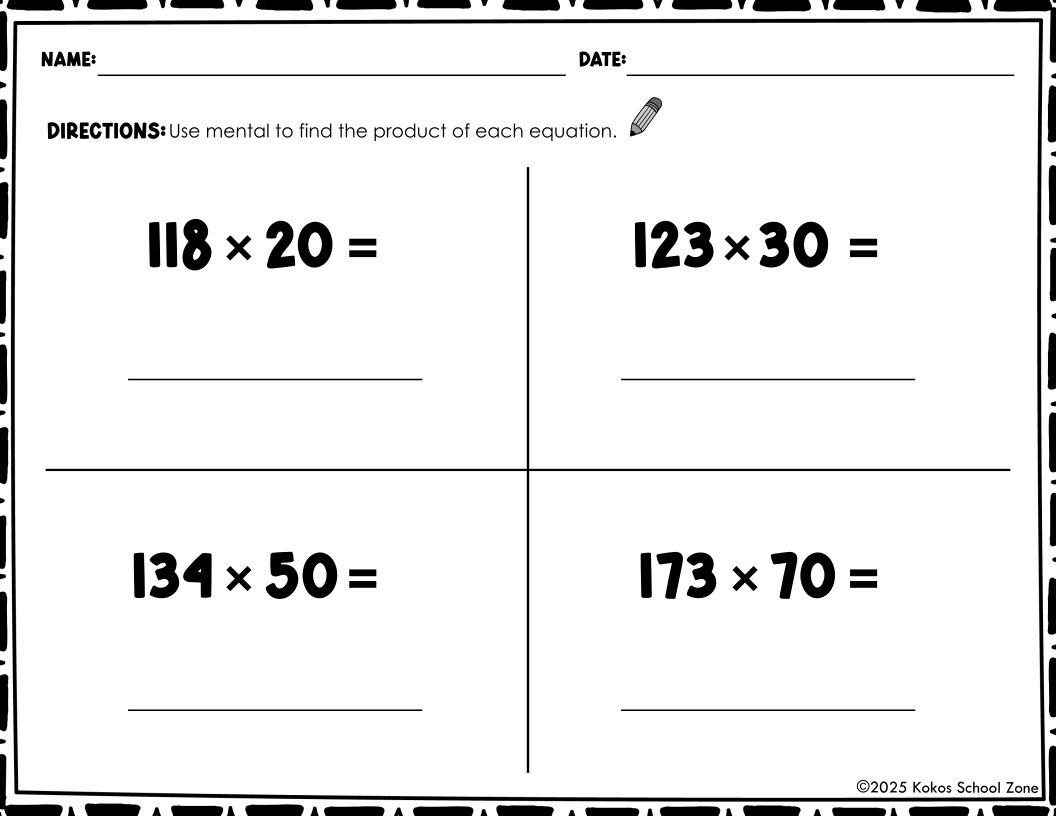 Multiplying by Multiples of 10 Task Cards - Printable - | Teaching ...