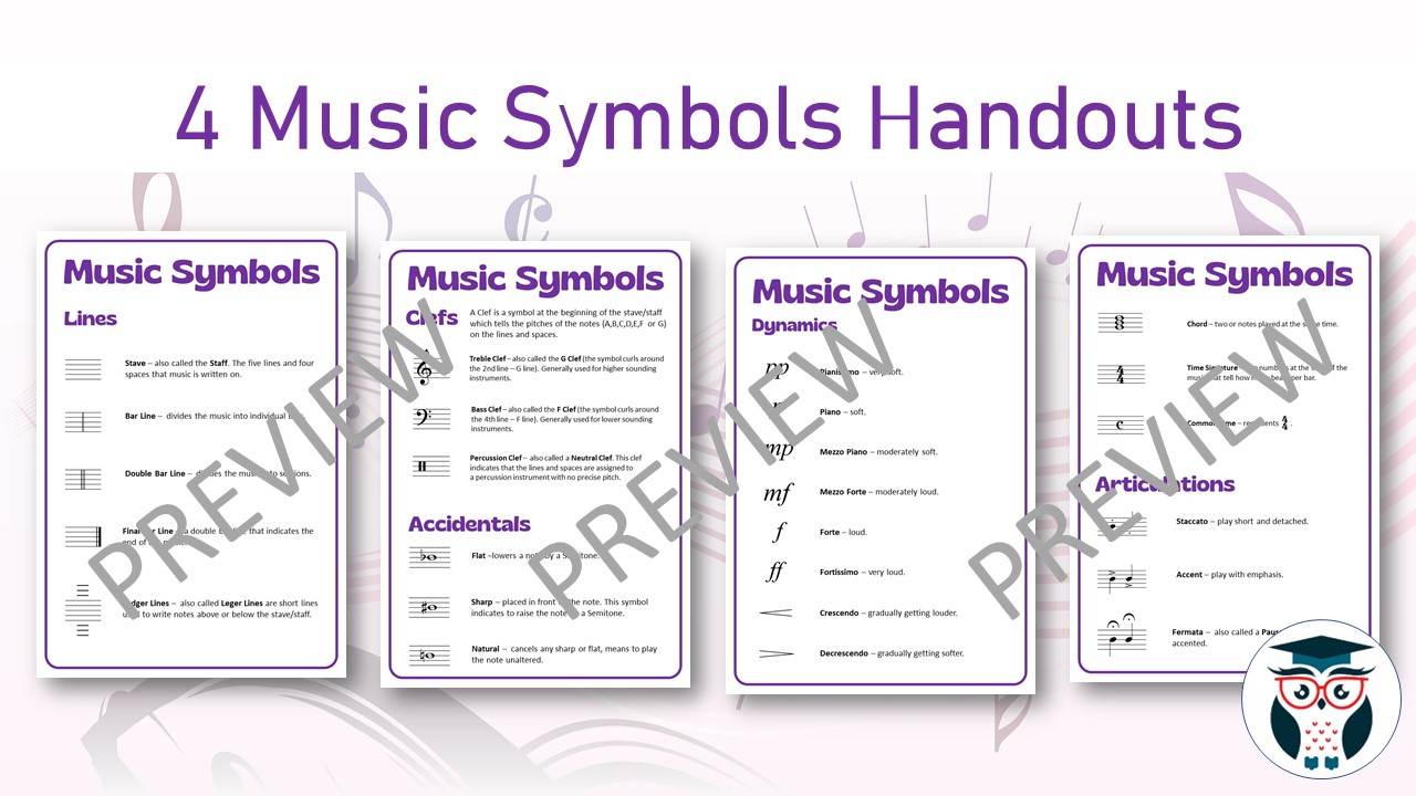 Music Symbols Level 1 Handouts And Worksheets Print Go English 