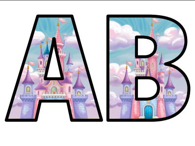 Princess Pink Fairy-tale Castle Magical Lettering Set Display Title ...