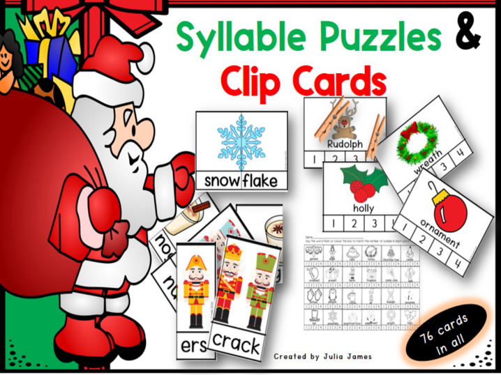 CHRISTMAS Literacy Tub Mini Clip Card Bundle | Teaching Resources