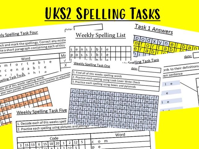 Spelling Tasks Homophones List 2 Year 5 6 Upper KS2 Spelling Tasks 