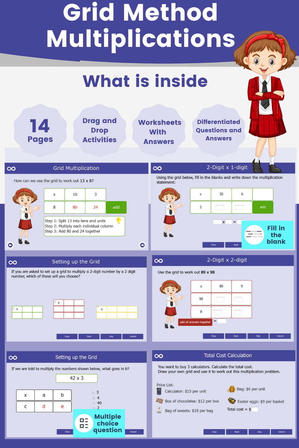 Grid Method Multiplication Year 3 Interactive Digital Lesson And 