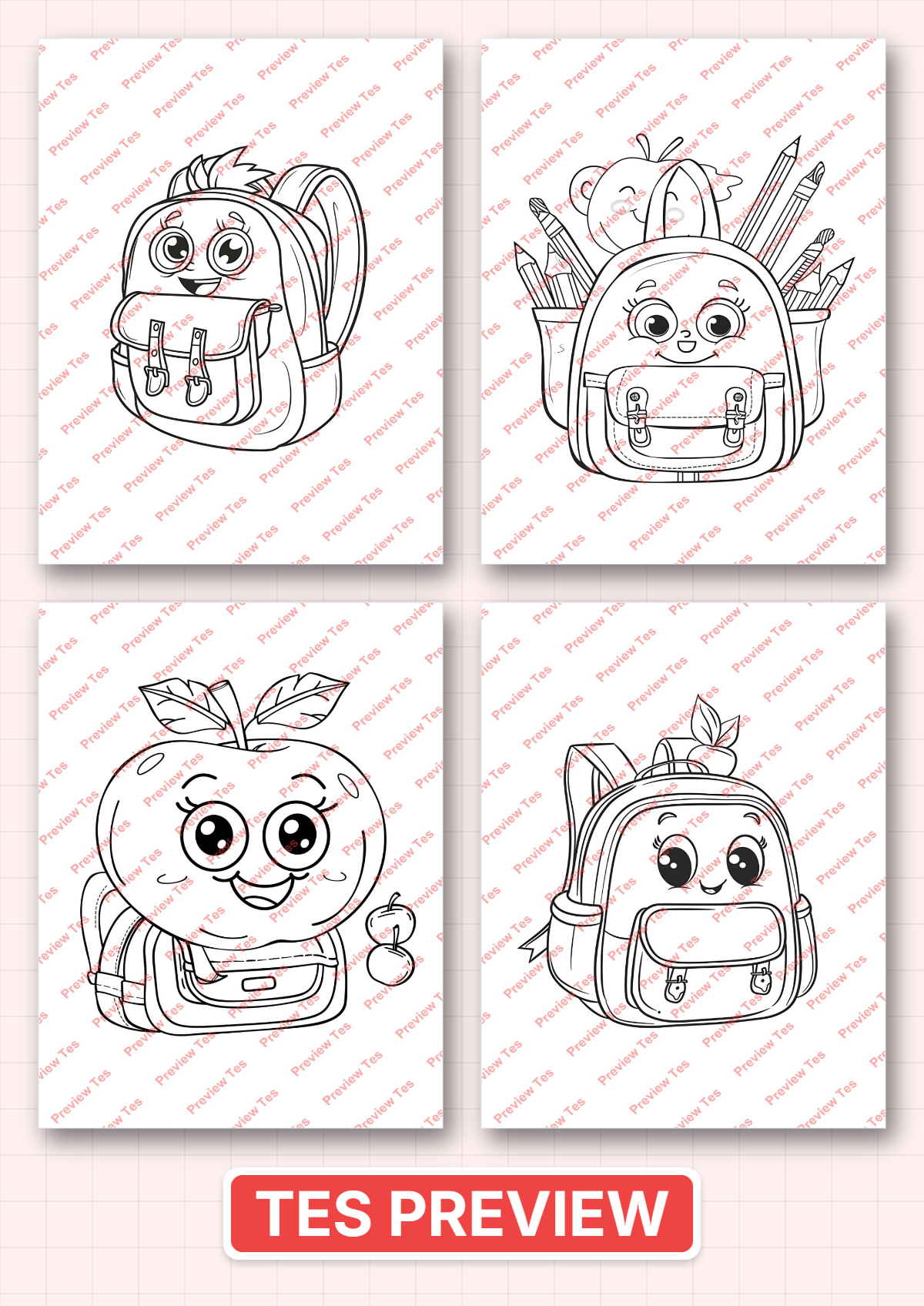 Back to School Coloring Pages for Kids | Cute Backpack Colouring Sheets ...