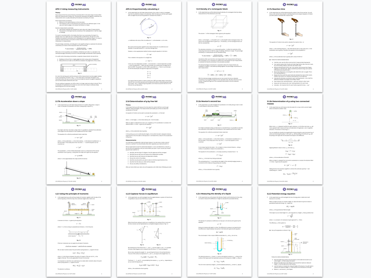 CAIE 9702 AS Level Physics Practicals - Topics 1 to 5 + APS | Teaching ...