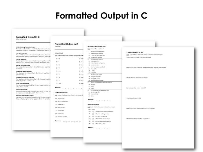 Formatted Output in C | Teaching Resources Formatted Output in C | Teaching Resources