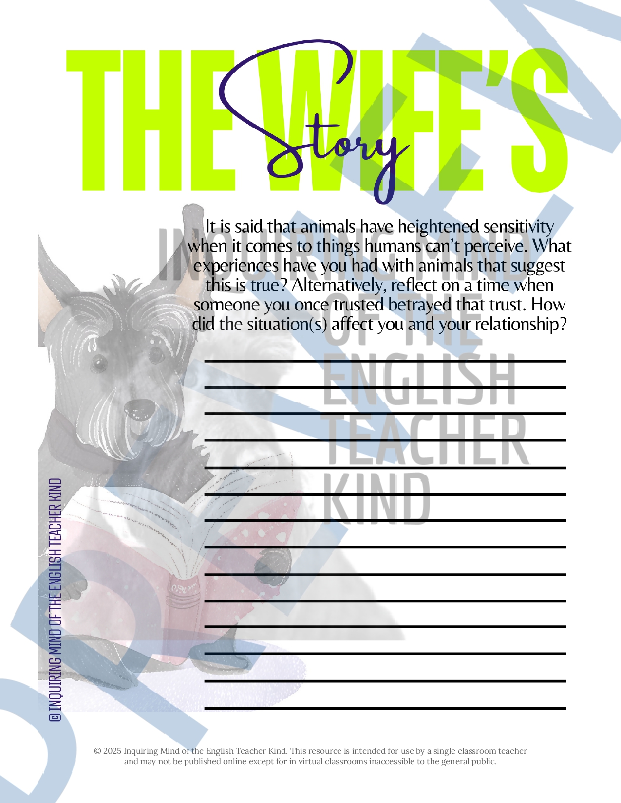 "The Wife's Story" by Ursula K. Le Guin Bell Ringer Writing Prompt ...