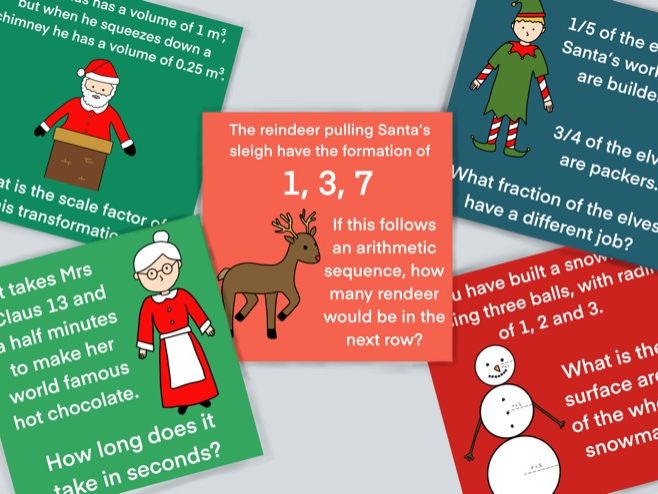 Christmas Characters KS3 Maths Activities Teaching Resources