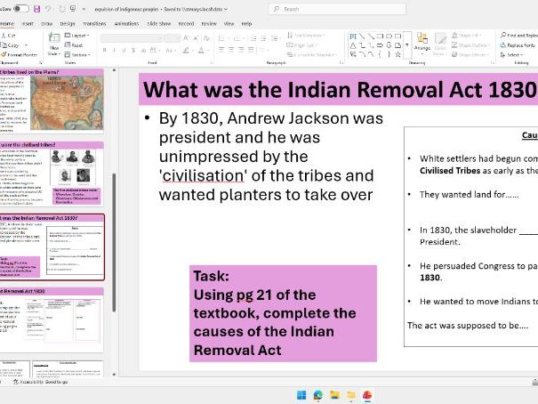 OCR B GCSE making of America lesson 5- expulsion of native Americans ...