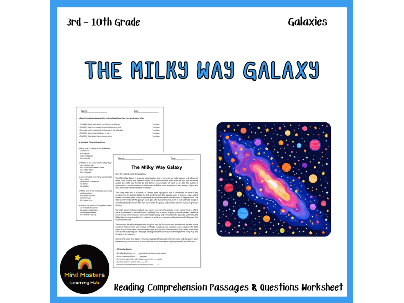 The Milky Way Galaxy Reading Comprehension Passages & Questions ...