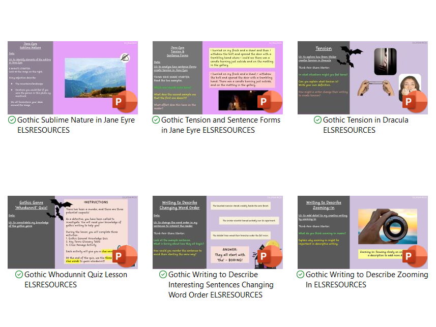 KS3 English - Gothic - 6 Lesson Bundle | Teaching Resources