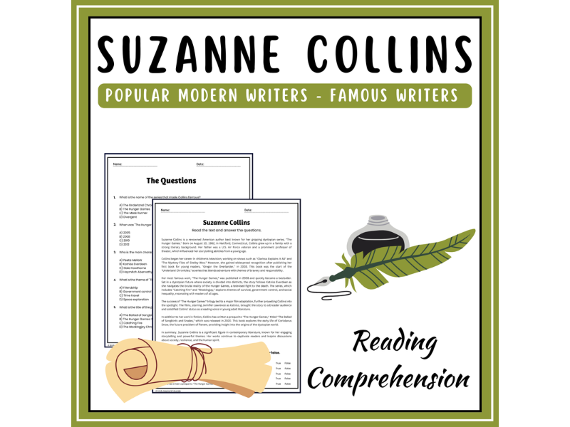 Suzanne Collins Reading Comprehension Passages & Questions Worksheets ...