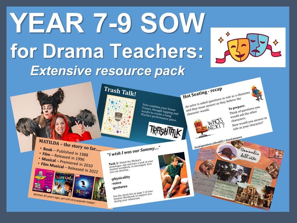 Year 7 to 9 Schemes of Work for DRAMA teachers: Complete academic year ...