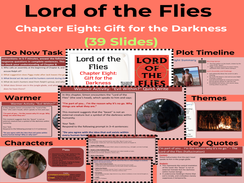 Lord of the Flies Chapter 8 PowerPoint (PPT) Summary and Analysis ...