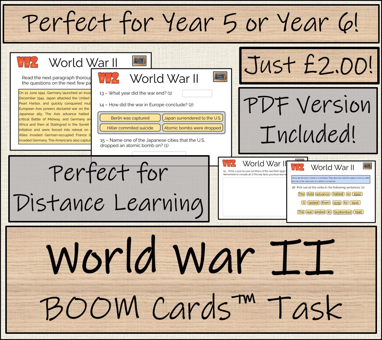 World War II Overview - UKS2 BOOM Cards™ Comprehension Activity ...