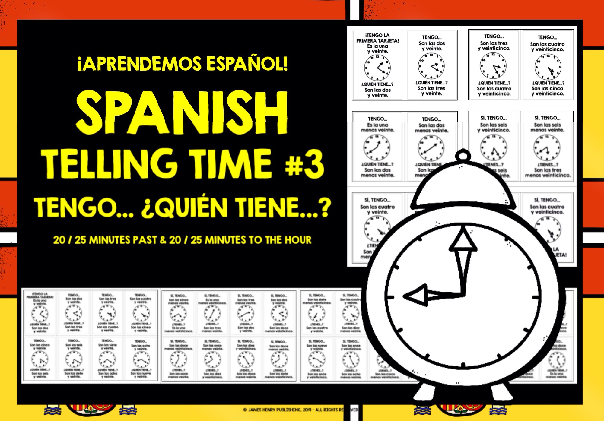 SPANISH TELLING THE TIME I HAVE, WHO HAS? #3 | Teaching Resources