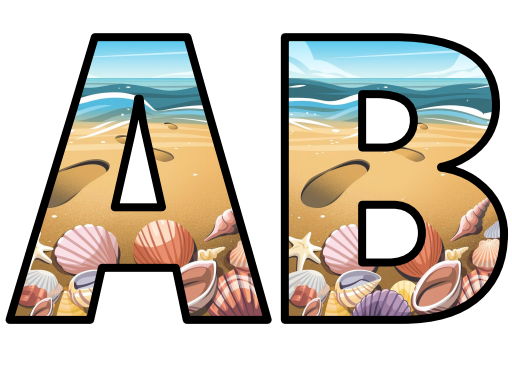 Beach Ocean SeaShells Lettering Set Display Title Letters Numbers Signs ...