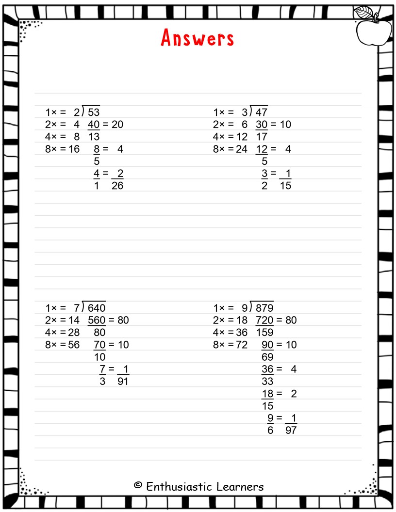 Double Division with Remainder – 1-Digit Divisor & 2-Digit Quotient ...
