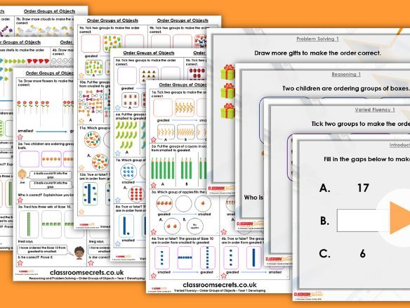 Year 1 Order Groups Of Objects Autumn Block 4 Step 7 Maths Lesson Pack
