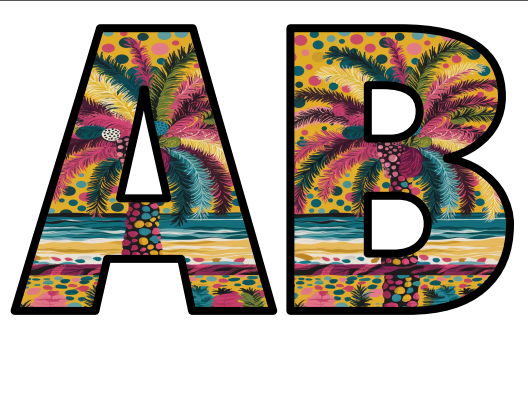 Art Palm Tree Paint Lettering Set Display Title Letters Numbers Signs ...